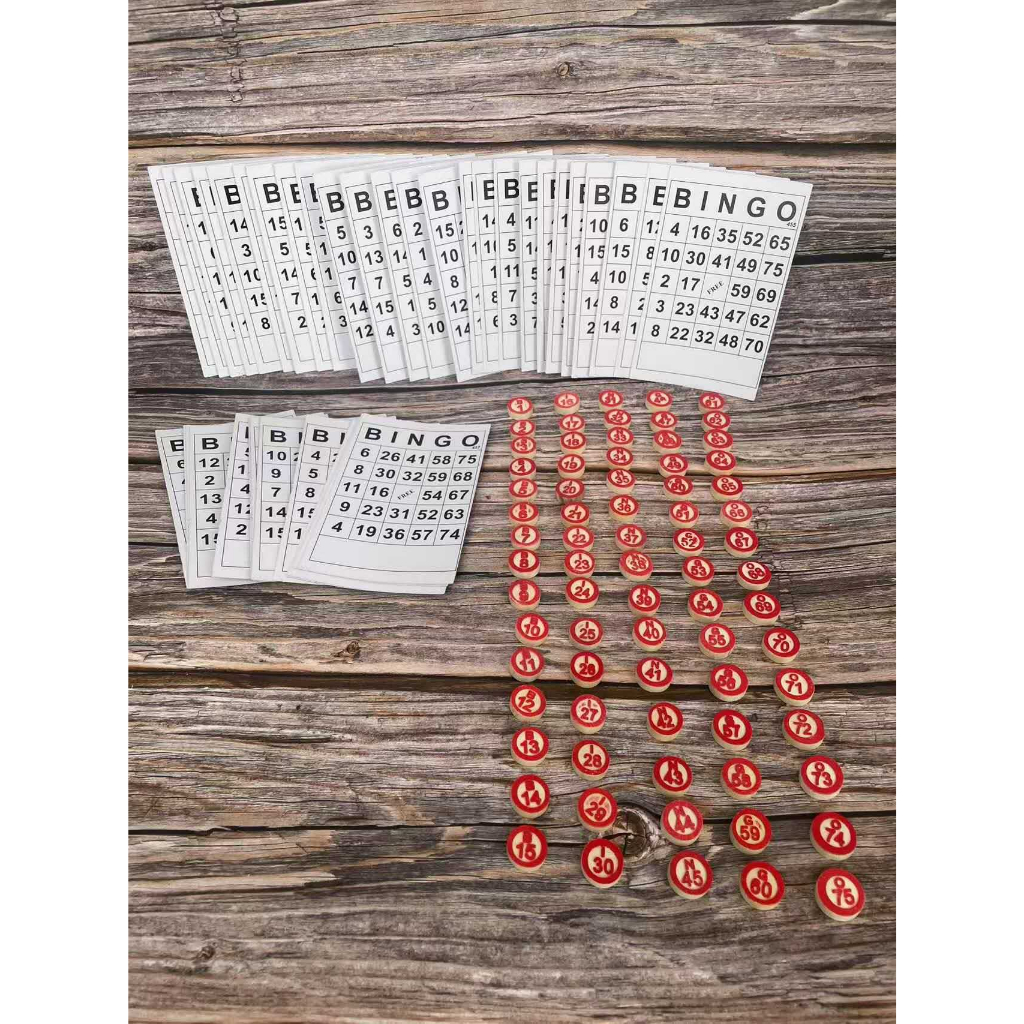 TYK Bingo laro cards with wooden panantos (1 series of cards only ...