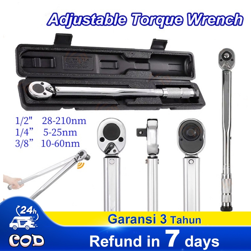 1/2" 28-210nm / 1/4” 5-25nm Drive Click Type Torque Wrench Hand Tool ...