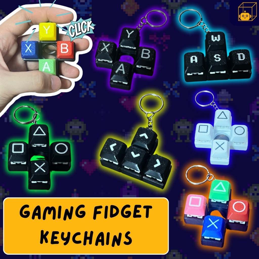 PixelBlock3D Gamer Fidget Keychain Arrow WASD ABXY PS Fidget Toy Key ...
