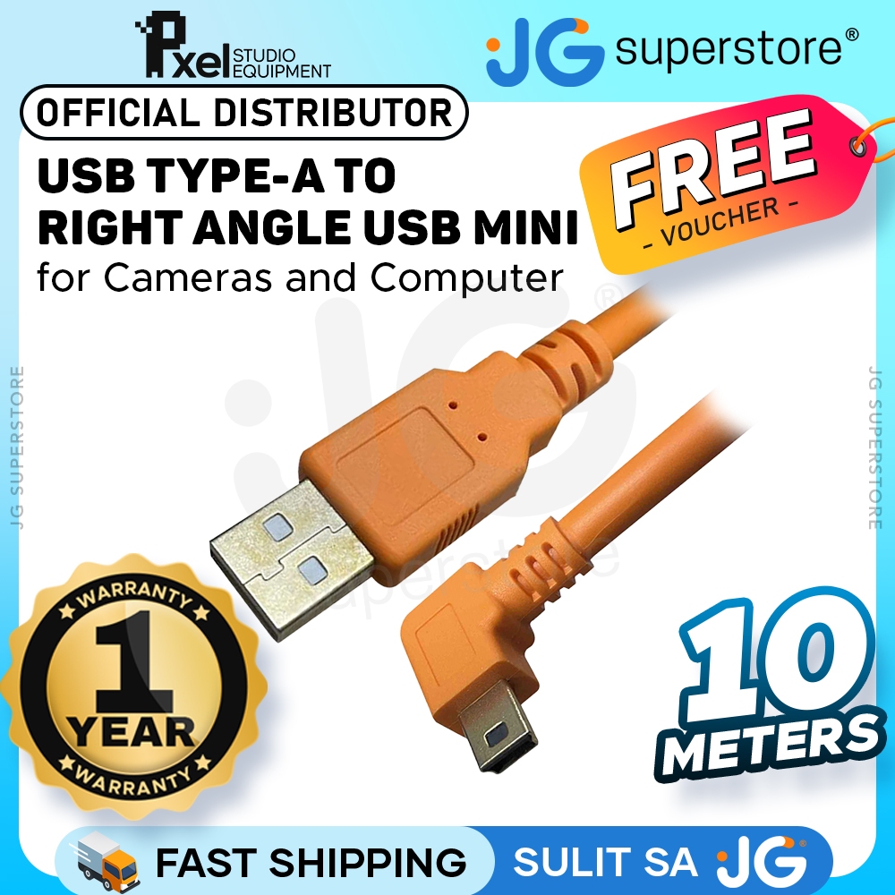 PXEL 10m 8m 5m 3m Type-A to Right Angle USB Mini Tether Cable w ...