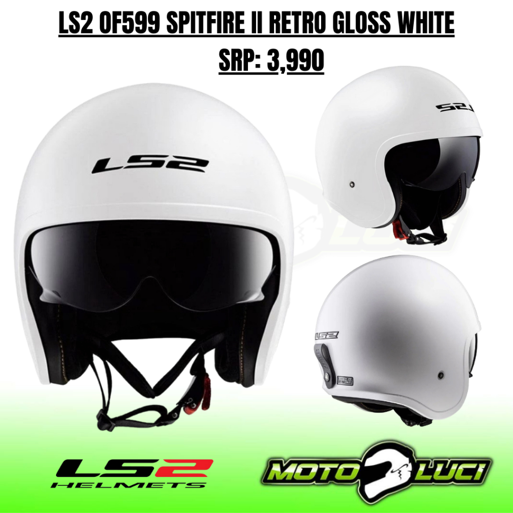 LS2 OF599 II SPITFIRE RETRO CLASSIC OPEN FACE HELMET | Shopee Philippines