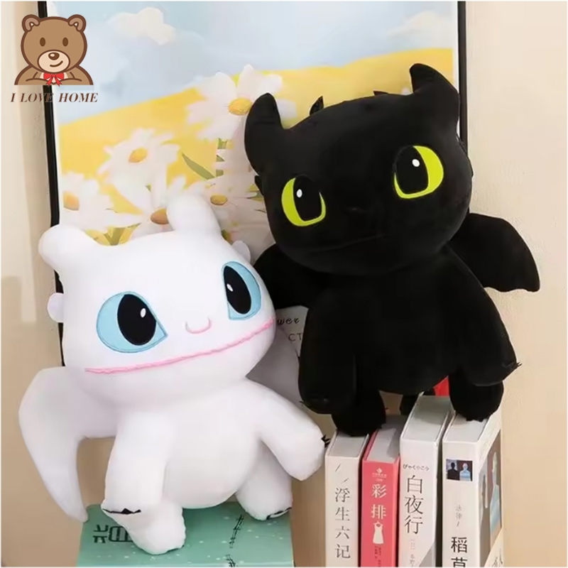 How to Train Your Dragon Night Fury Light Fury Plush Toy Toothless Doll ...