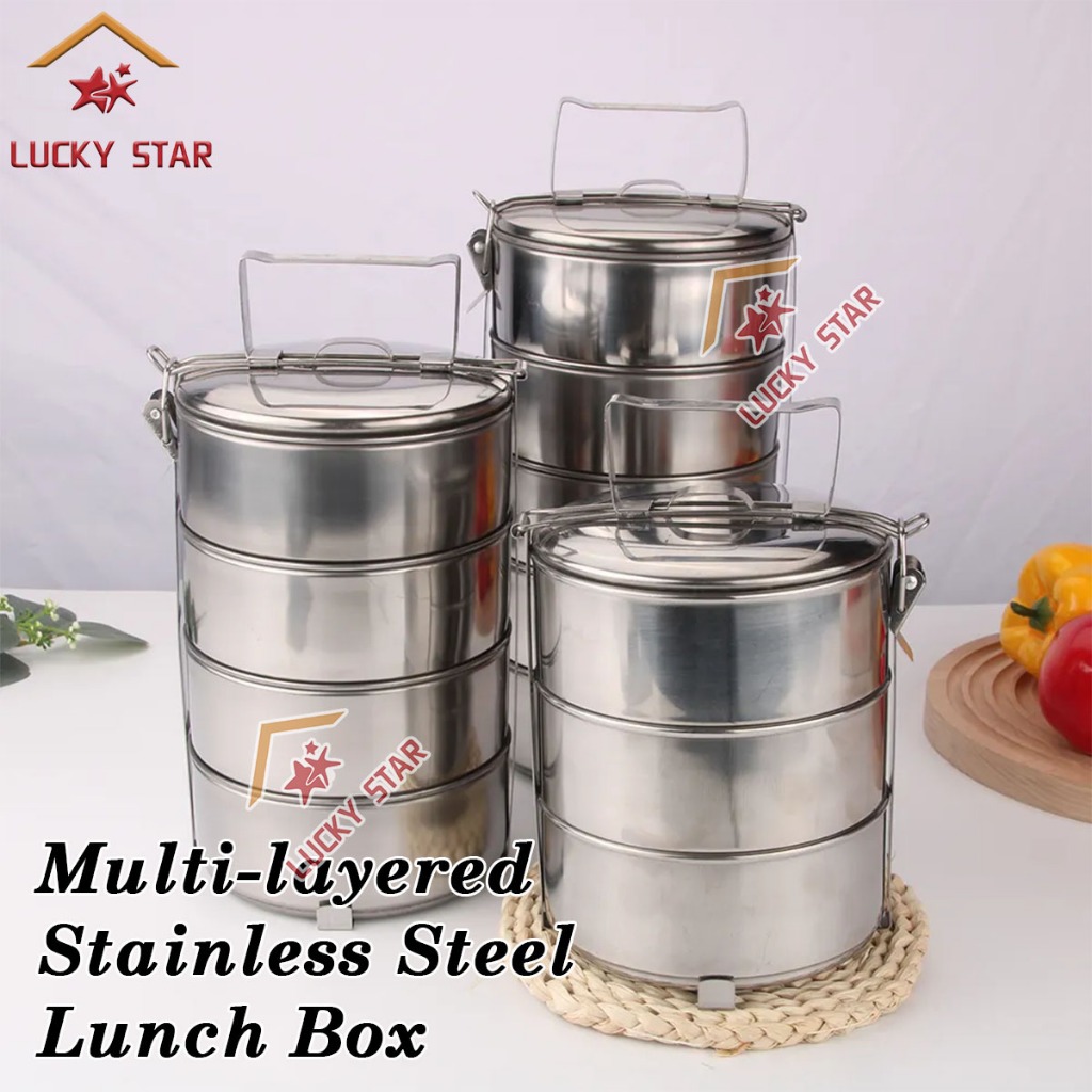 2/3/4 Layer Lunch Box Stainless Steel 12cm Food Storage Stainless Set ...