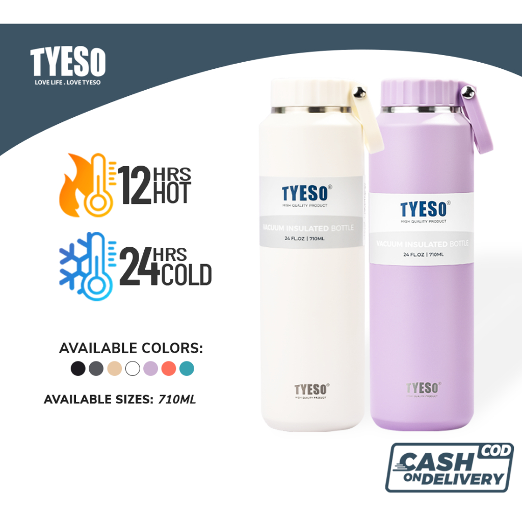 Tyeso 710ml Vacuum Insulated Tumbler with Handle Stainless Steel Water Bottle for Hot and Cold ...