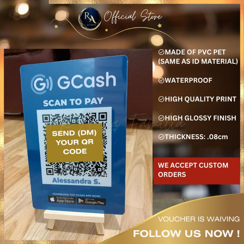 R.A QR CODE ON PVC. 5" x 7". GCASH/MAYA/BPI/UNIONBANK/RCBC P A Y M E ...