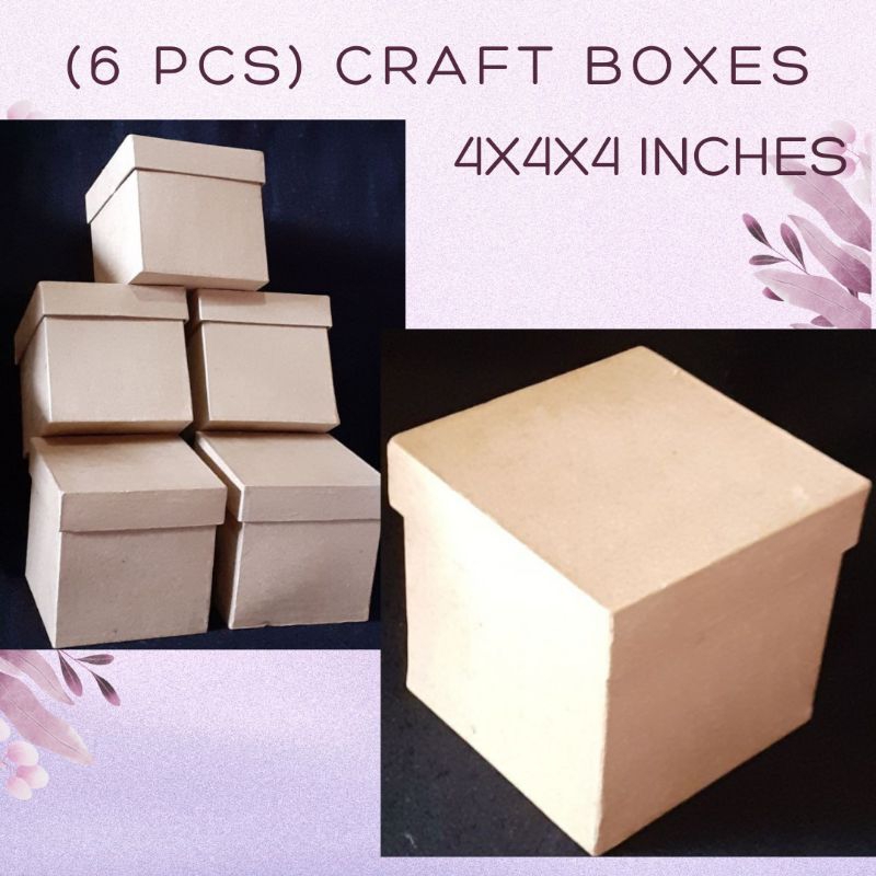 (6 PCs) Square Craft Box for Souvenir and Gift Packaging 4x4x4 ...