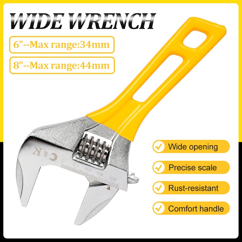 C&K Light Adjustable Wrench 6"/8" Short-handled Wide Opening ...