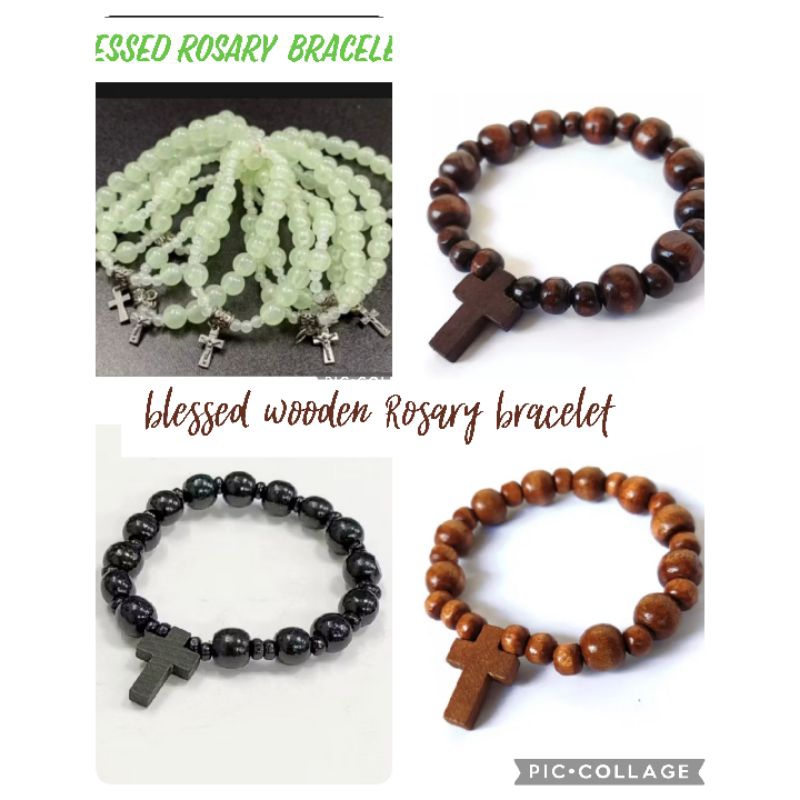 Blessed Luminous Wooden Rosary bracelet ( sold per piece ) | Shopee Philippines