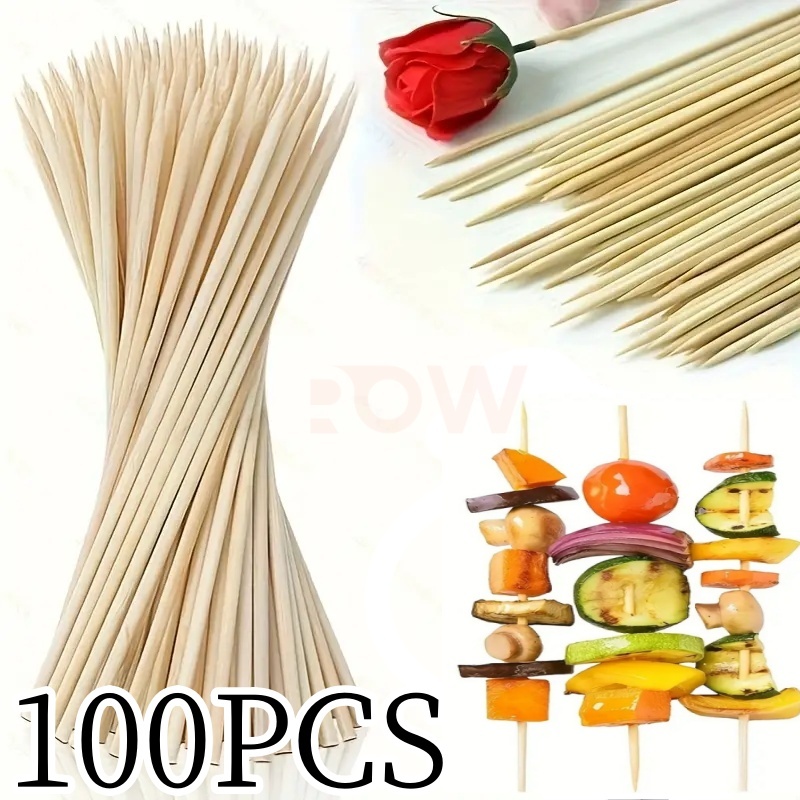 100-Pack Bamboo Skewers Bead & Craft Sticks Flat-Headed DIY Handcraft ...
