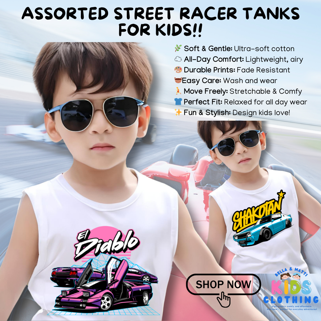 Assorted Kids Cotton Sando for Boys – Cartoon Car Print (Ages NB-8 ...