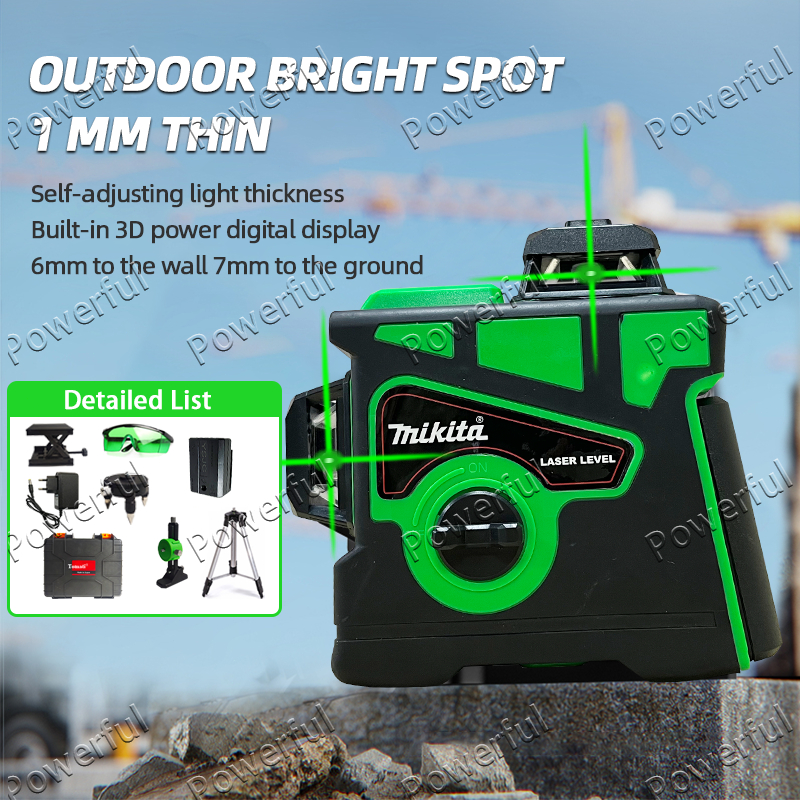 Makit12 Line 4D Laser level 360°Rotary Auto levelling Waterproof Green ...
