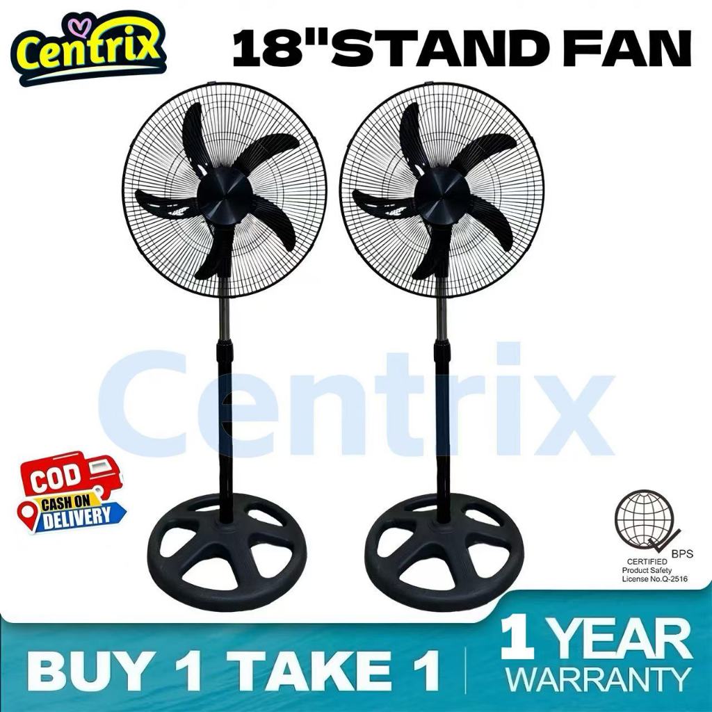 BUY-1 TAKE-1 Centrix COD 18-inch Black Stand Fan with 5 Blades and 3 ...