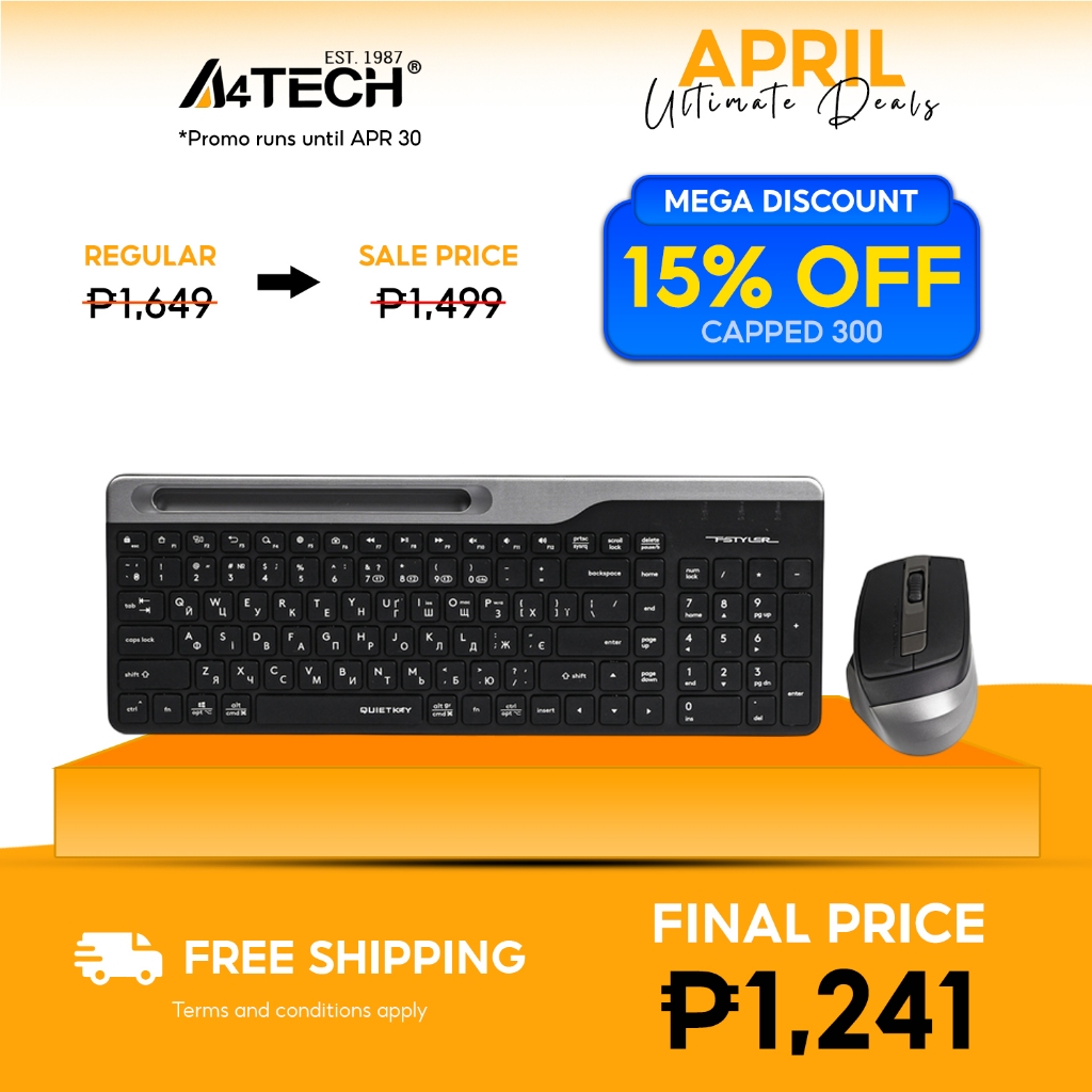 A4tech Fb2535c Usb Fbk25 Fb35c 2 4g Wireless Keyboard And Mouse Combo Smoky Grey Shopee
