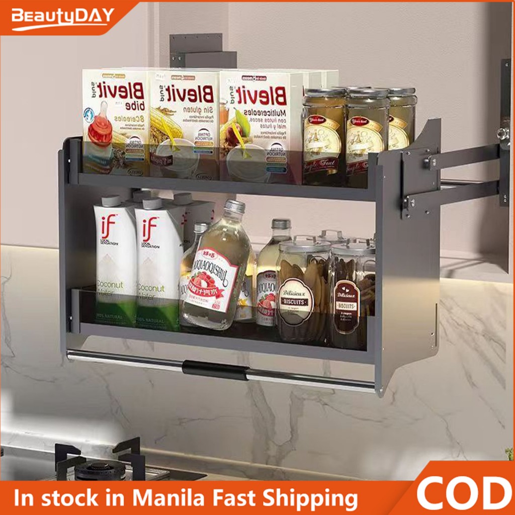 Pull Down Condiments Organizer Pull Out Spice Rack Cup Rack Kitchen ...