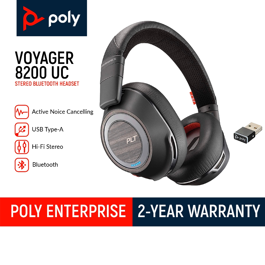 Poly Plantronics - Voyager 8200 Uc Poly Bluetooth Dual-Ear Stereo ...