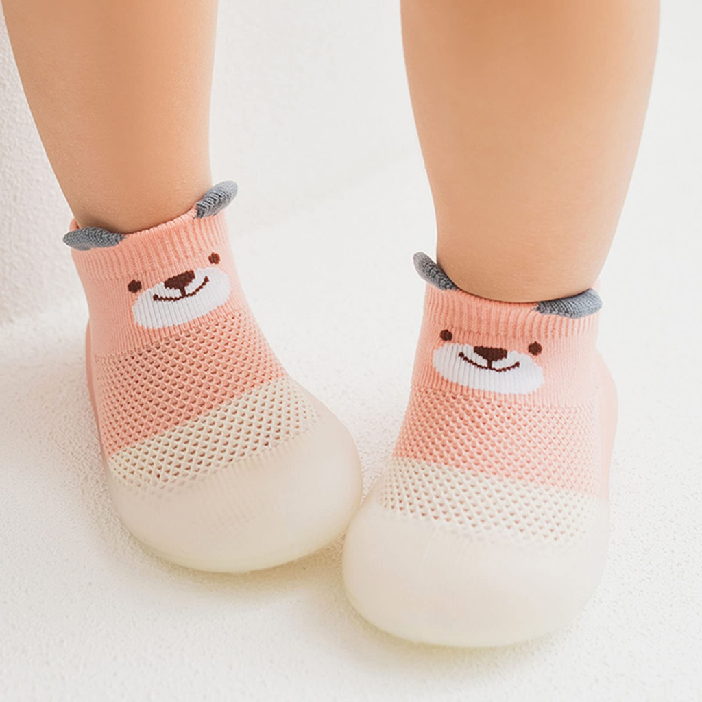 Baby First Walking Sock Shoes Rubber Soft Sole Non-Slip Slipper Elastic ...