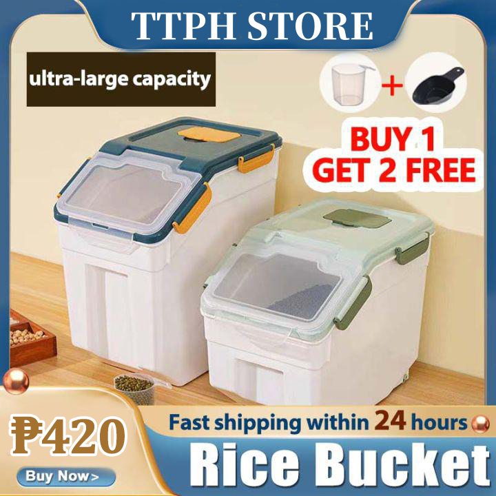 10/15/25KG Rice Container Kitchen Rice Dispenser With Wheels/Cup ...