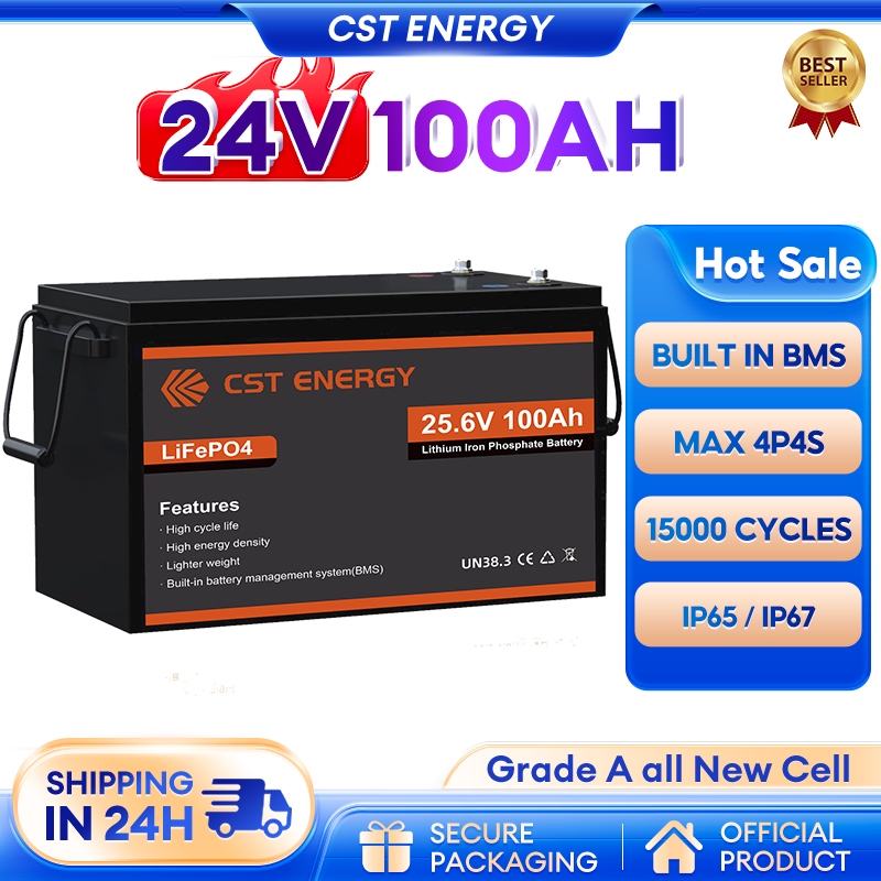 CST LiFePO4 Battery 24V 100AH Lithium Battery 12V 100AH with Bluetooth ...