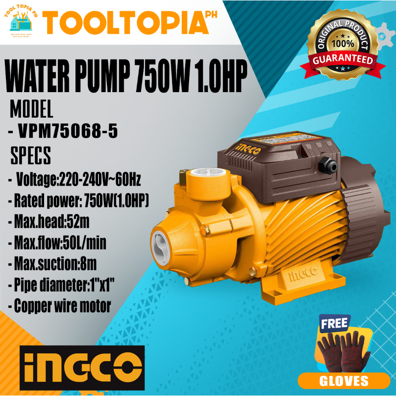 INGCO Water Pump 750w 1.0HP VPM75068-5 HIGH QUALITY ♦TOOLOPIA♦ | Shopee ...