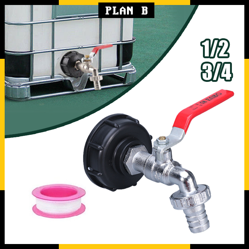 IBC Tank Tap 1/2'' 3/4'' Garden Hose Connector Valve Fitting Alloy IBC ...
