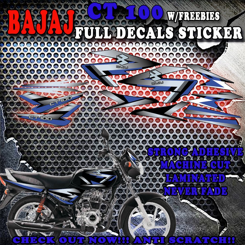 NEW FULL DECALS STICKER FOR BAJAJ CT100 MOTORCYCLE/ BAJAJ CT100 STICKER ...