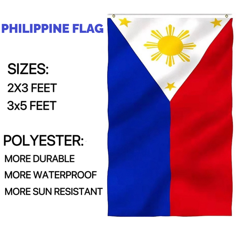 Thickened】2X3 FEET 3X5 FEET PHILIPPINE FLAG Thickened Polyester Double ...