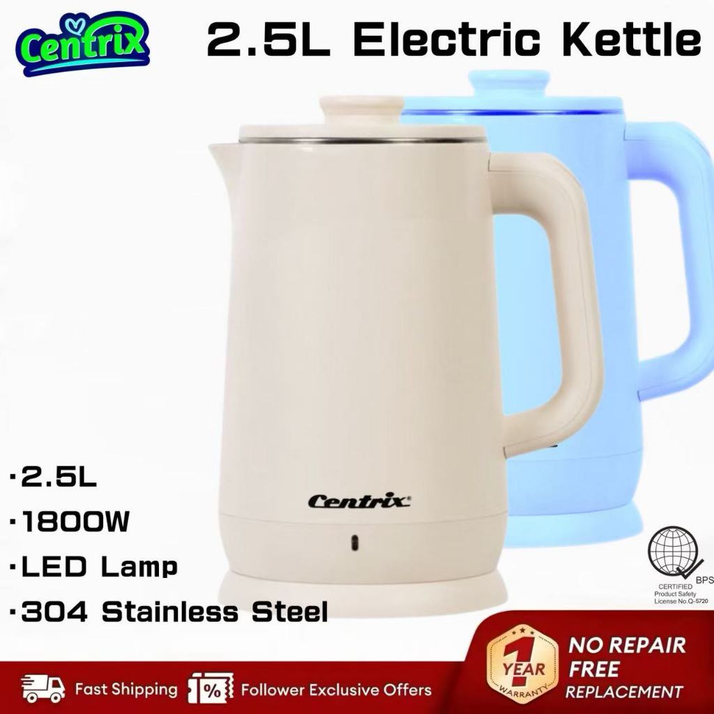 Centrix Electric Kettle 2.5L Stainless Steel Capacity Fast Boiling ...