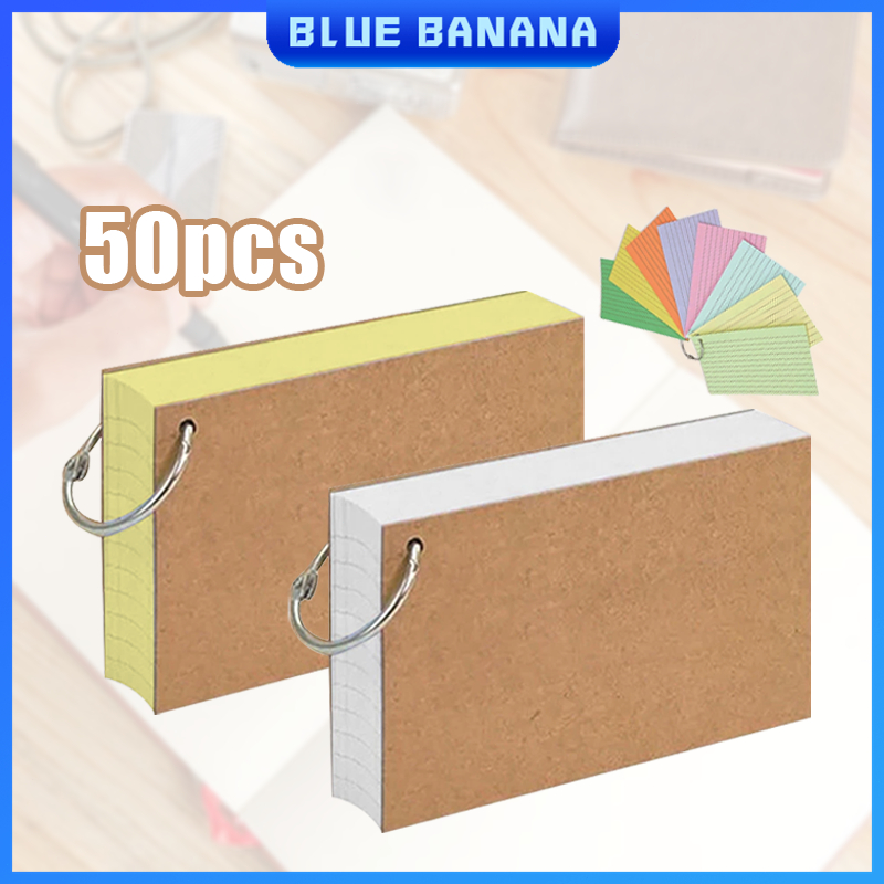 50Pcs Loose-Leaf Index Card Double-sided Binder Memo Book Kraft Paper ...