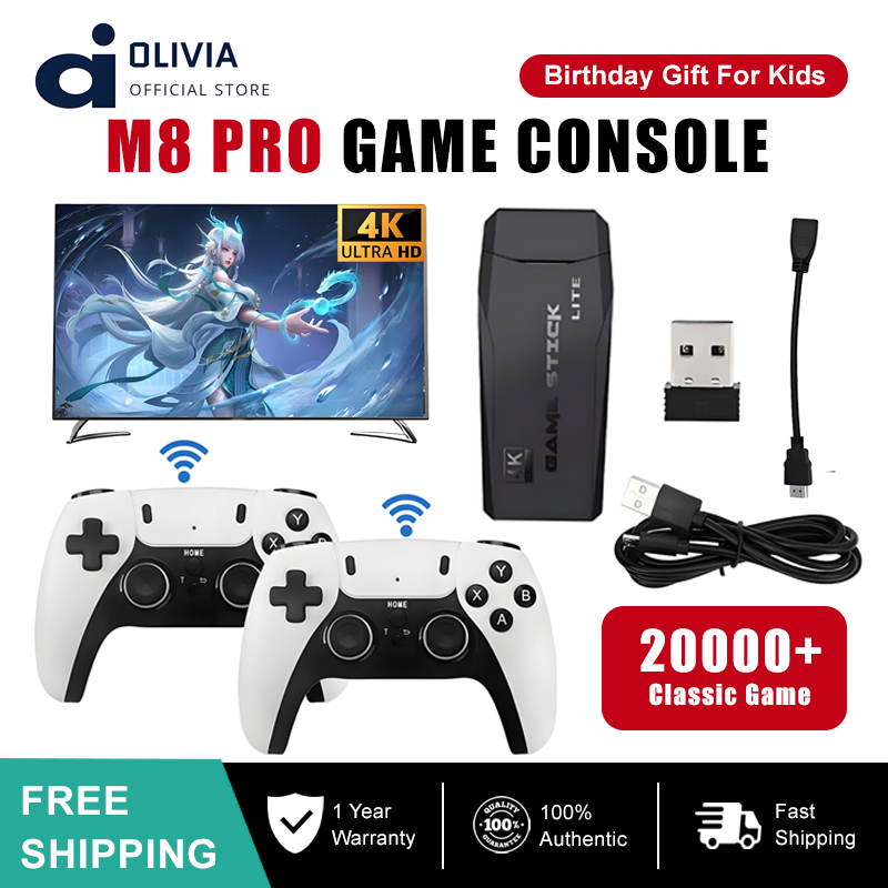 M8 Pro Mini Game Console New 20000 Games Video Game Stick 4K Wireless ...
