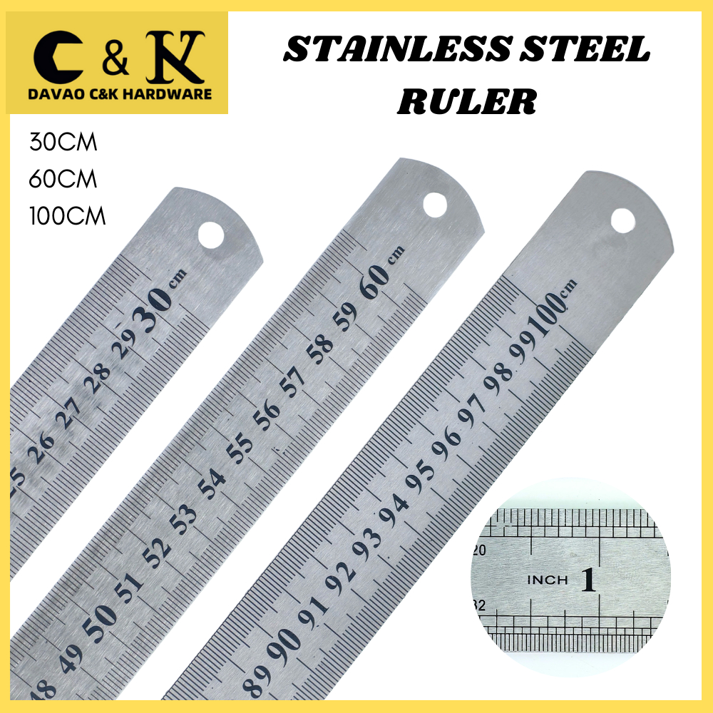 [CK07-13] Stainless Steel Ruler Dual Scale Measuring tool 30cm/ 60cm ...