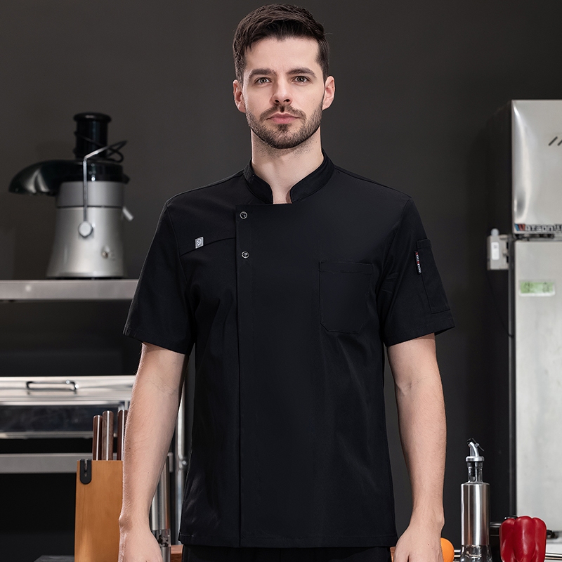 Chefs Uniform Black Short Sleeve Unisex Chef Uniform Chef Jacket Waiter ...