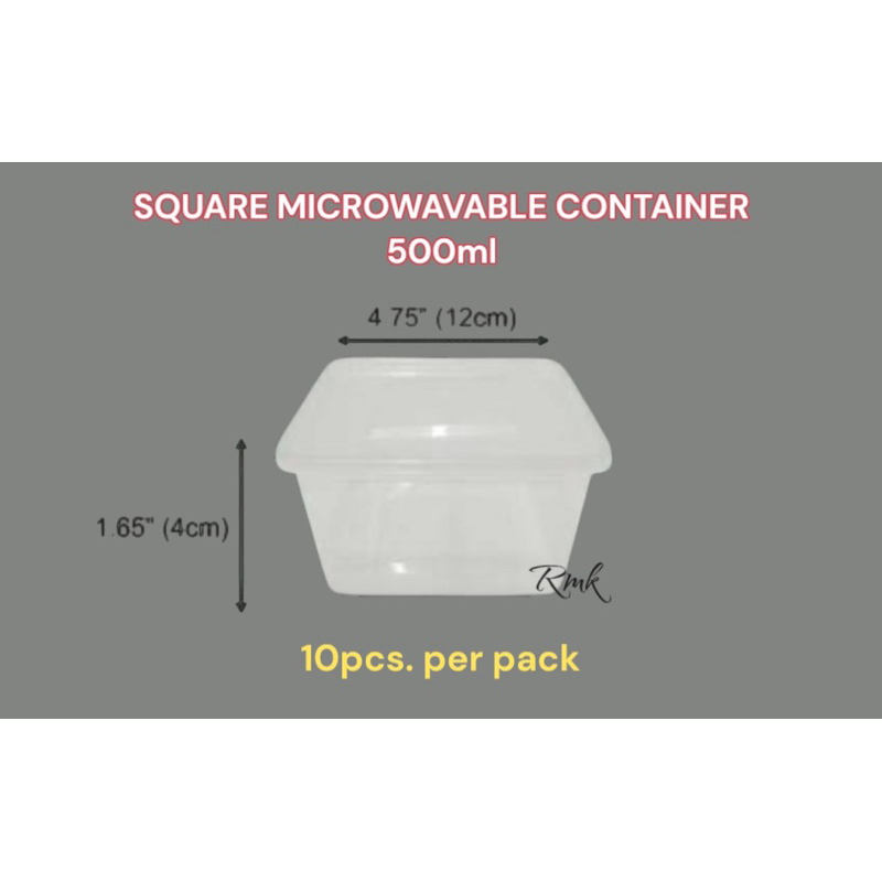 Microwavable container SQUARE 500ml clear SQ-500 10’s | Shopee Philippines