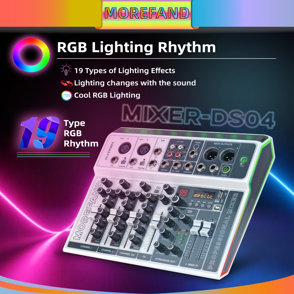 Dynamic RGB lighting system mixer audio 4-Channel USB Mixer with Bluetooth | Shopee Philippines