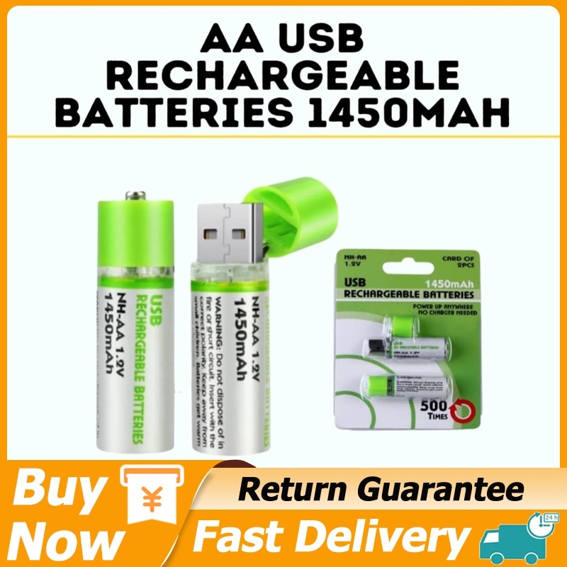 USB Rechargeable Battery 1.5V Li-Ion AA/AAA Type-C Lithum-Ion Battery ...