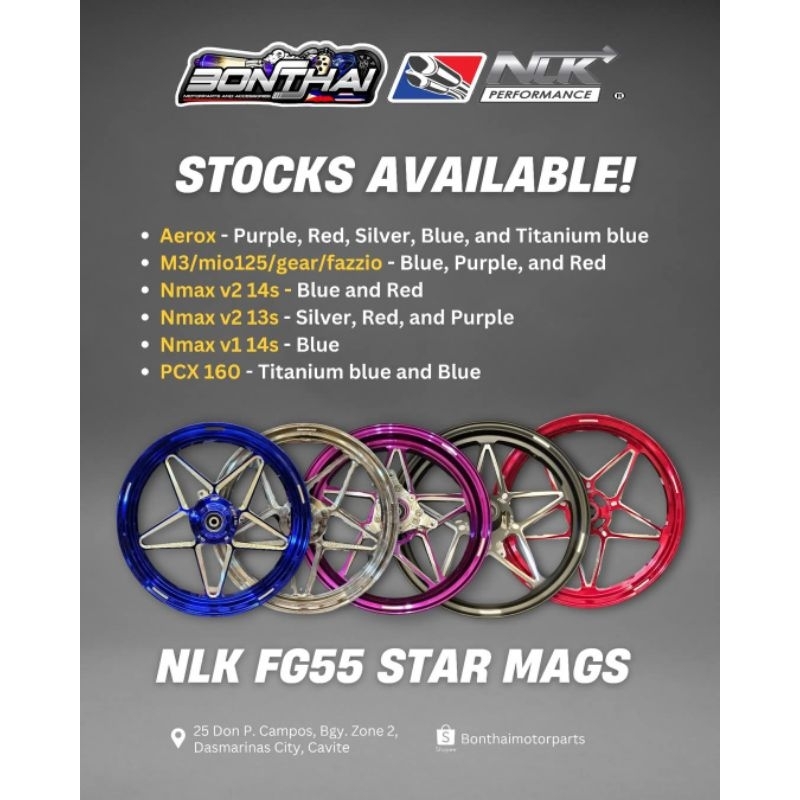 NLK FG55 MAGS FOR NMAX V1/V2, PCX, AEROX V1/V2, CLICK 125/150 & MIO ...