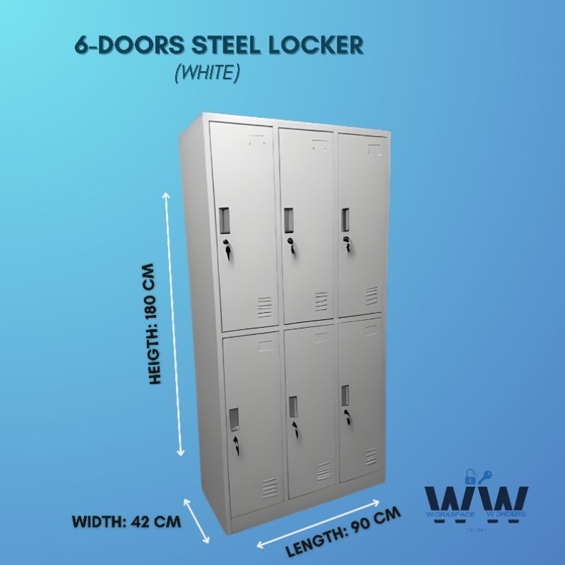 6-Doors Steel Locker - Elegant Design (Light Gray) | Shopee Philippines