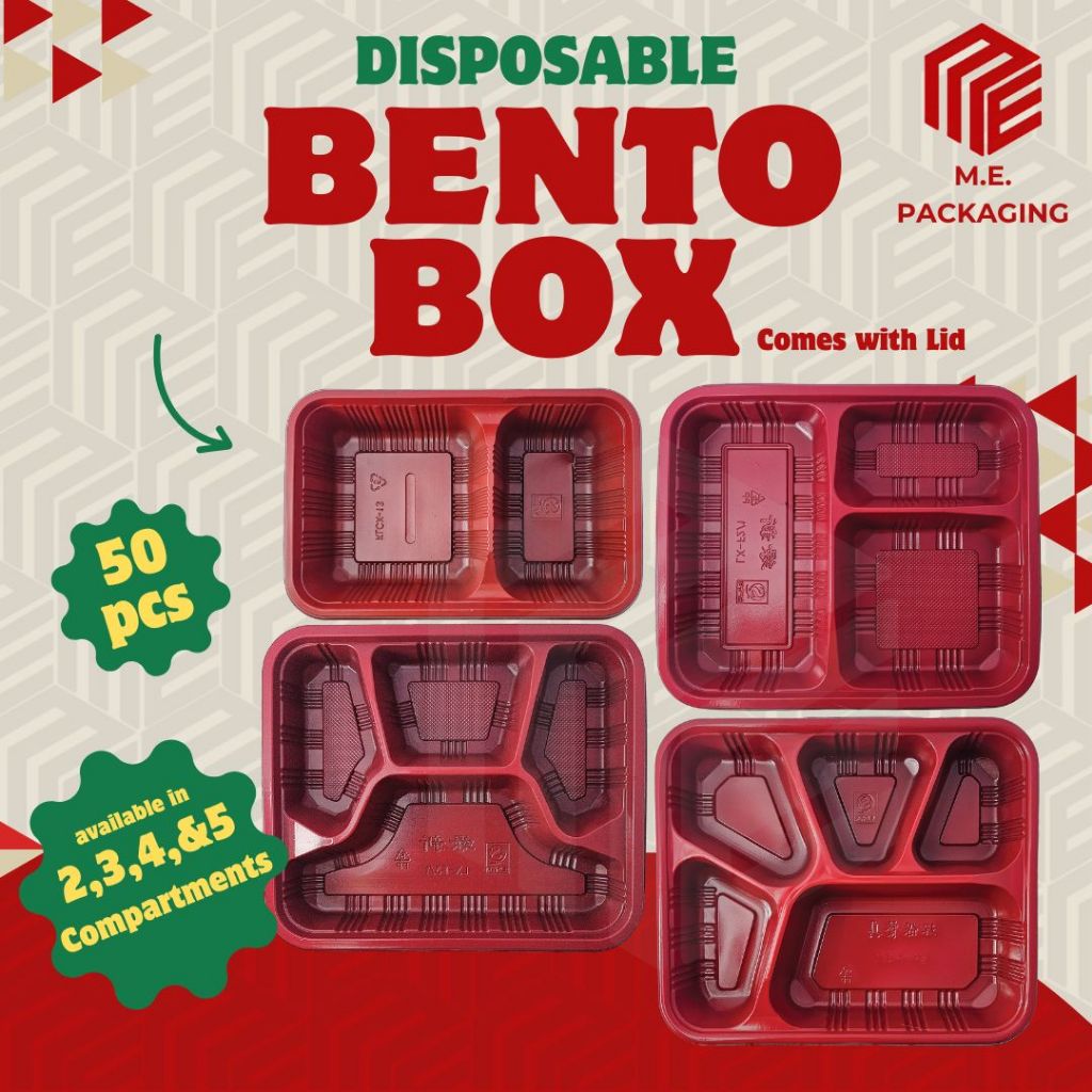 Bento Box With Quality Lids [50pcs] (2, 3, 4, & 5 Compartments ...