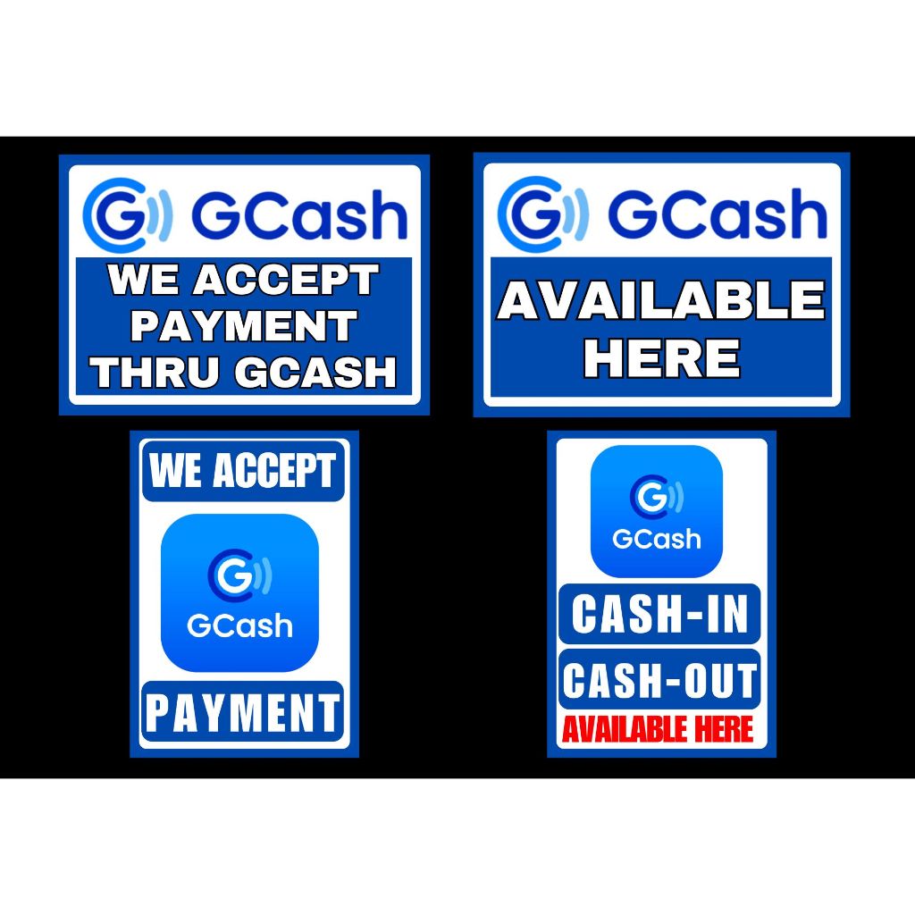 GCASH Laminated Signage Cash In Cash Out Available Here a4 size ...