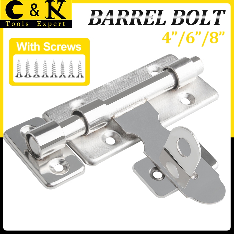 C&K Barrel Bolt Stainless Steel 4"/ 6"/ 8" For Gate With Lock Door ...