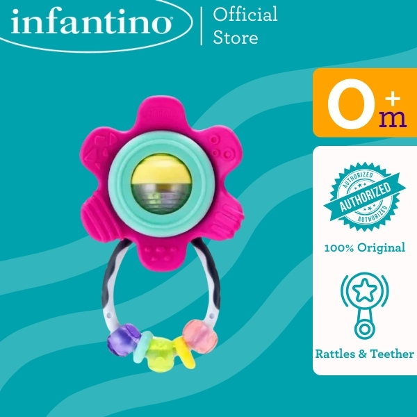 INFANTINO Spin & Rattle Teether™ - Bright Pink (BPA-Free) | | 0 months+ ...