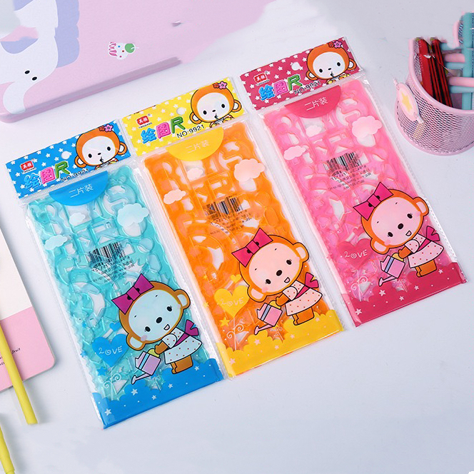 WEIBO 2in1 Shapes Stencil Ruler Drawing Template School supplies ...