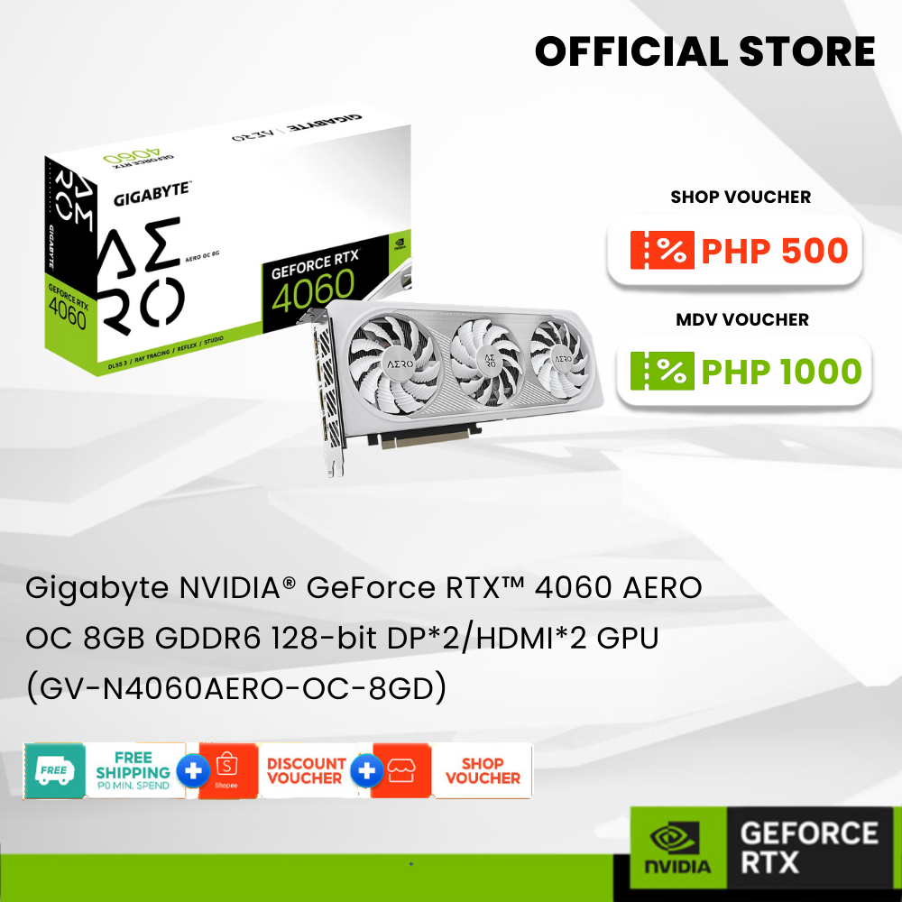 Gigabyte NVIDIA® GeForce RTX™ 4060 AERO OC 8GB GDDR6 128-bit DP*2/HDMI*2 GPU (GV-N4060AERO-OC ...