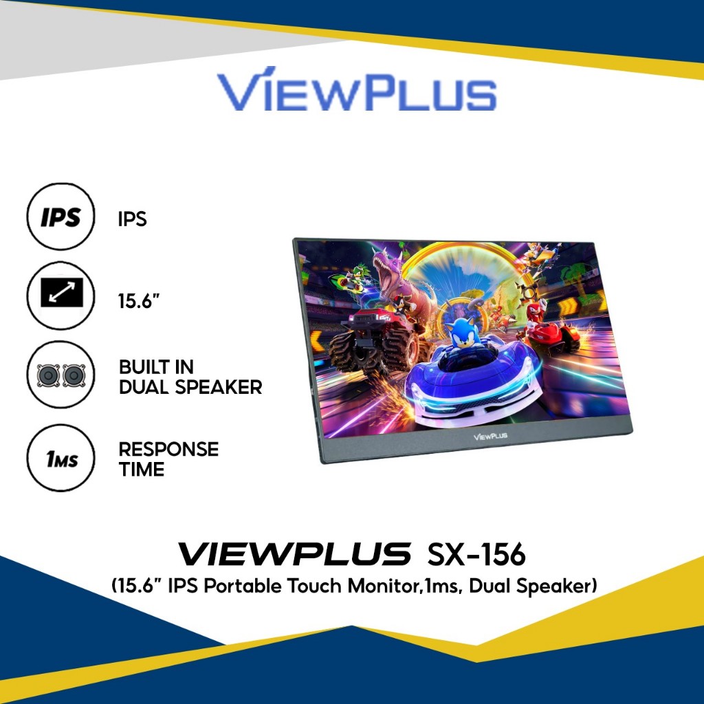 Viewplus 15.6” IPS Portable Touch Monitor, SX-156, 1ms, Dual Speaker ...