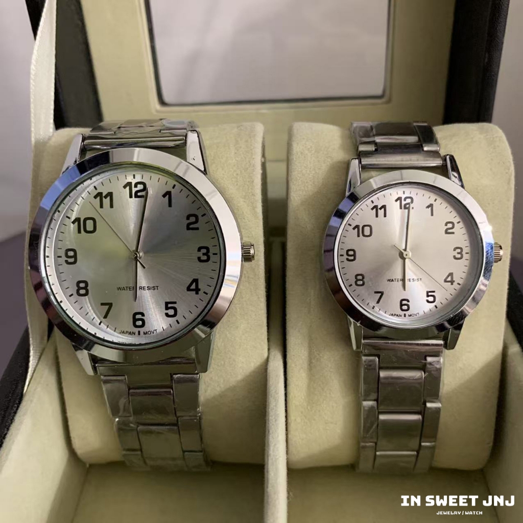 JnJ Couple Waterproof Watch Stainless Steel Silver & Gold Daily Wear ...