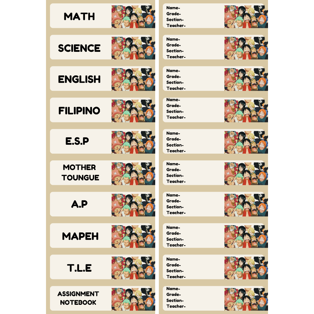 CARTONS Notebook Label Sticker Subjet Label for Notebook,Glossy hig ...