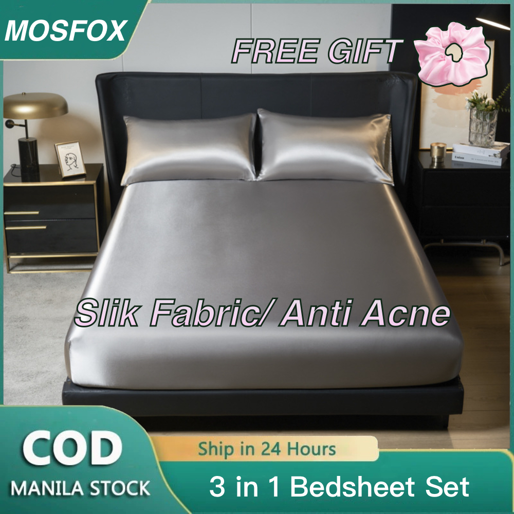 3 in 1 Silk Bedsheet Soft Silky Cooling Mattress Protectors Full ...