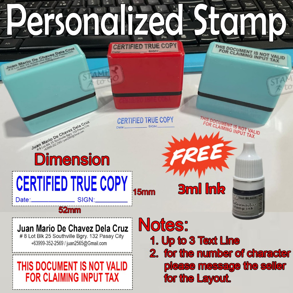Personalized Office Stamp for Certified True Copies and Other Office ...
