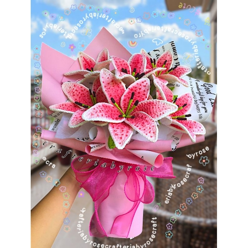 Crochet Stargazer Lily flower bouquet | Shopee Philippines