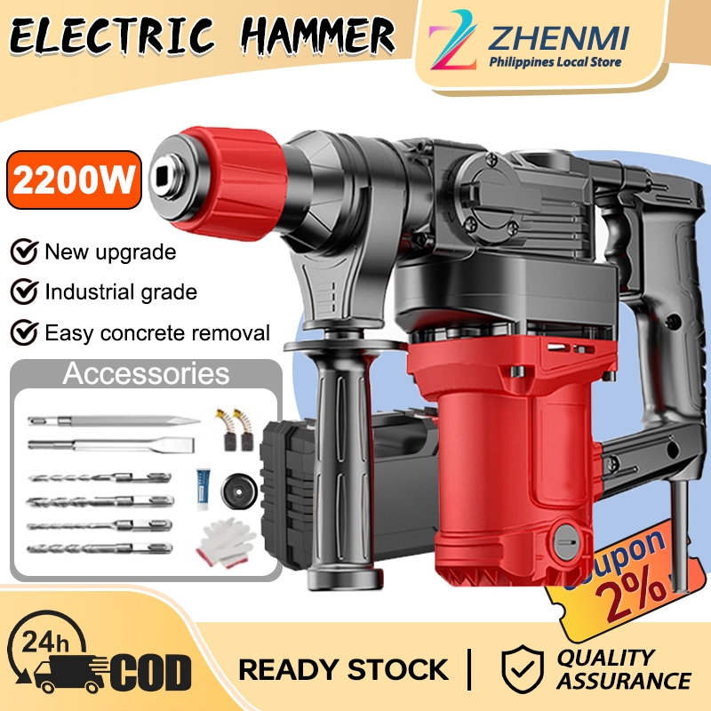Electric Hammer 2200W Demolition Hammer / Chipping Gun 220V Heavy Duty ...