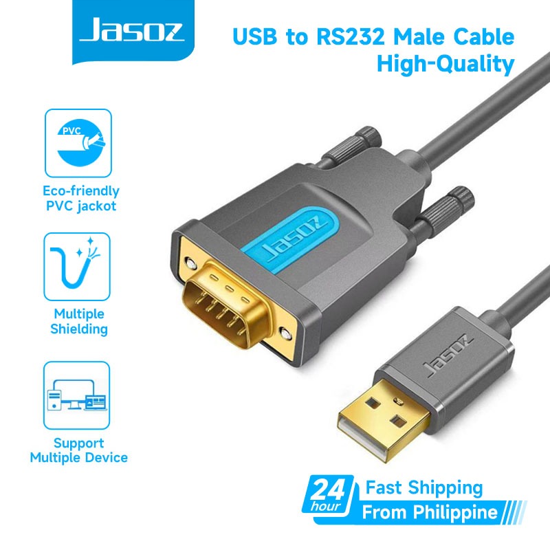 Jasoz USB to RS232 Cable DB9 Male 60Mbps Serial Cable Adapter for Win ...